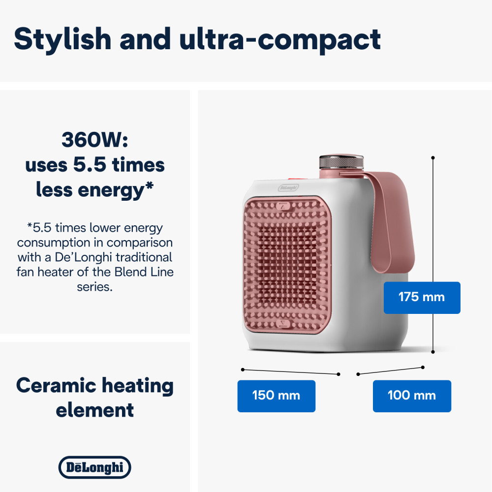 Quiet Mark | De'Longhi HFX10B03.PK Capsule Desk Personal Fan Ceramic Heater